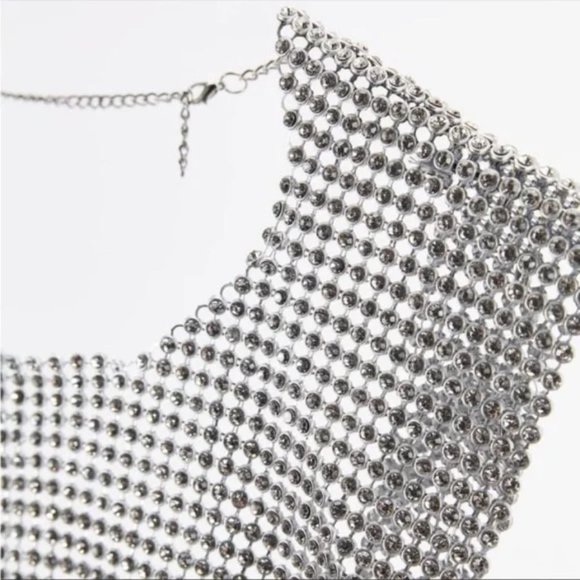 Zara | Tops | Zara Open Back Rhinestone Top | Poshmark